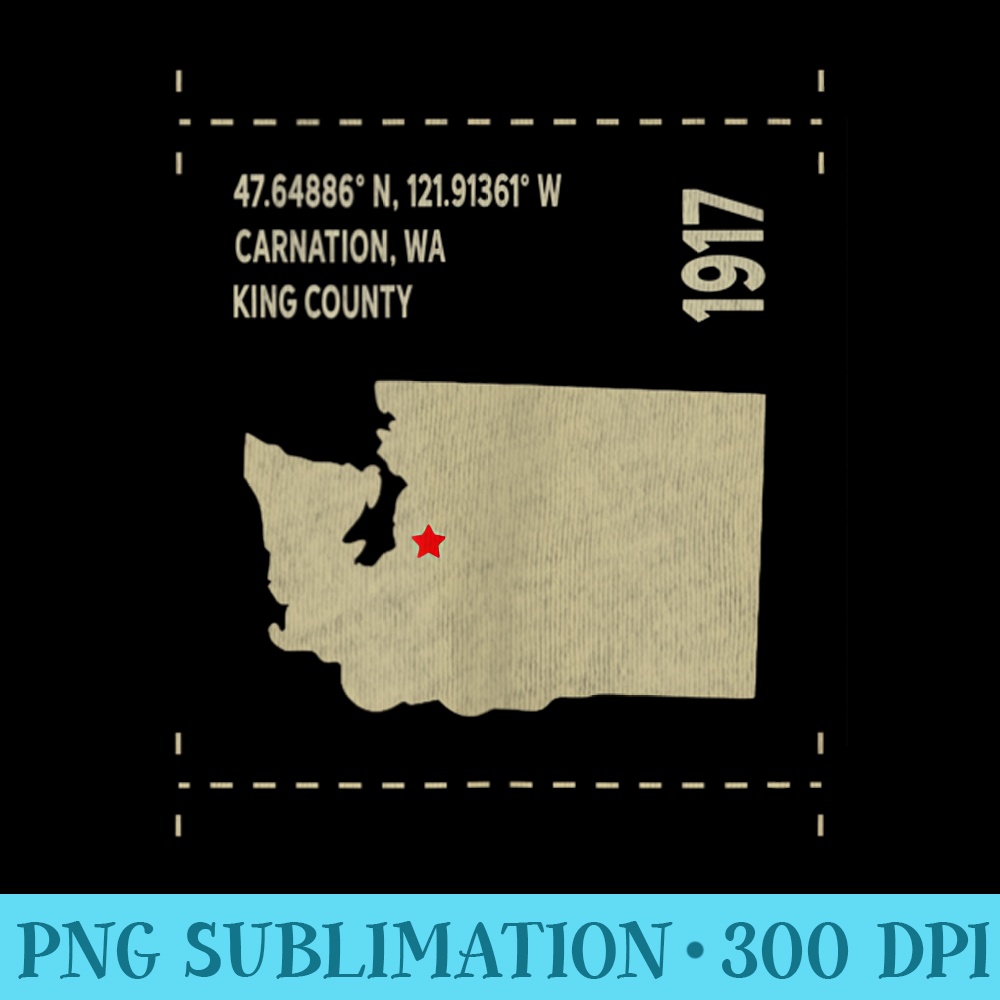 Carnation Washington WA Coordinates Graphic - Printable PNG | Inspire ...