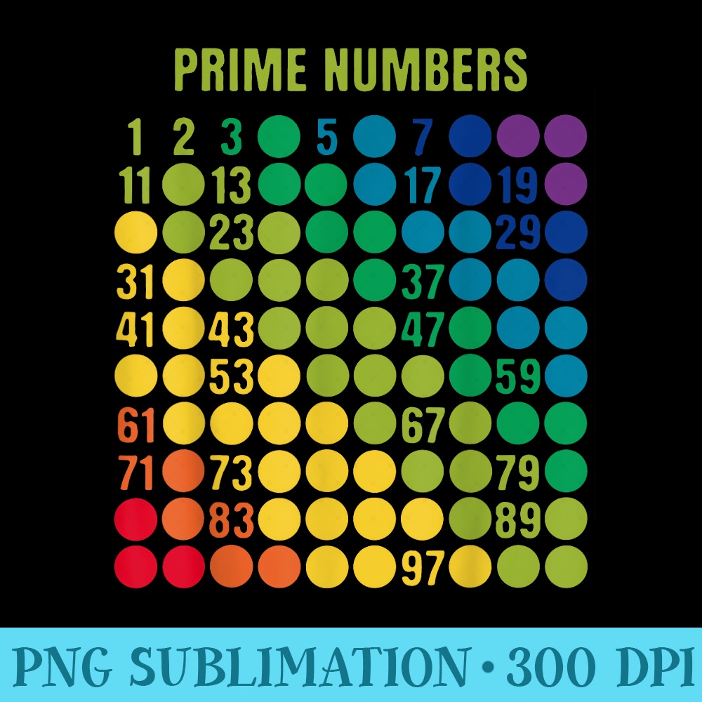 Rainbow Grid Of Prime Numbers School Teacher - Sublimation p | Inspire ...