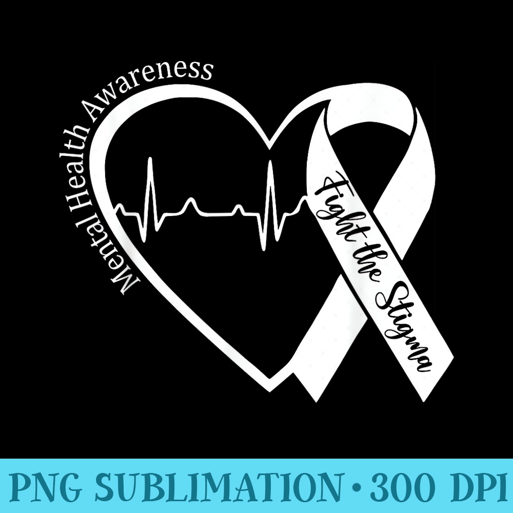 Mental Health Awareness Heart Fight The Stigma Green Ribbon | Inspire ...