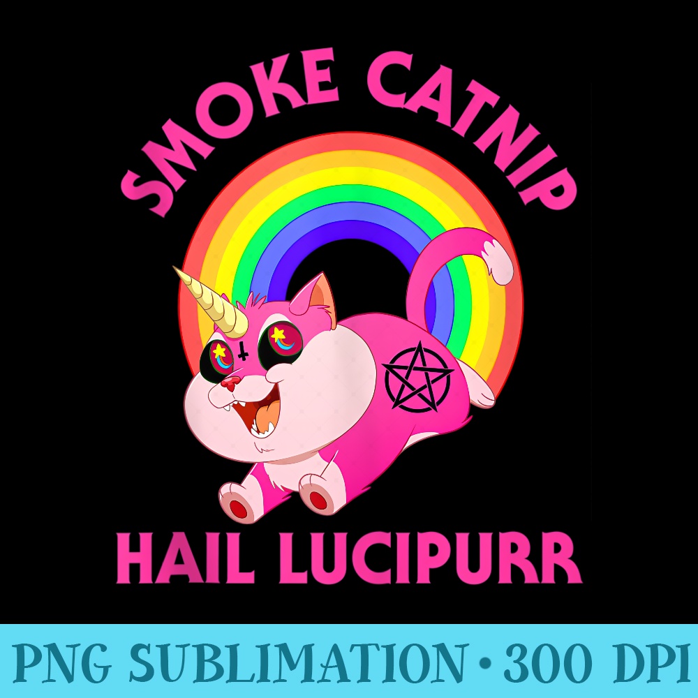 Smoke Catnip Hail Lucipurr, Funny Satan Cat Unicorn Meme - H | Inspire ...