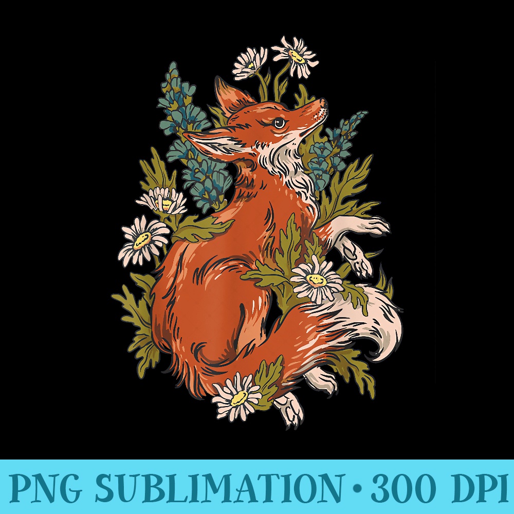 Flower Fox, Cottagecore Aesthetic - PNG Download Icon | Inspire Uplift