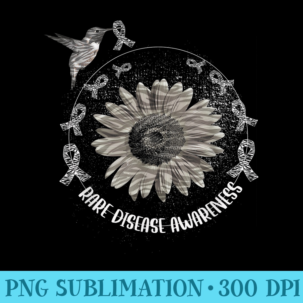 Hummingbird Sunflower Zebra Ribbon Rare Disease Awareness - | Inspire ...
