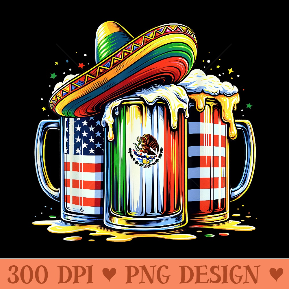 Beer Mexican USA Flag Cinco de Mayo Drinking Party - Vector | Inspire ...