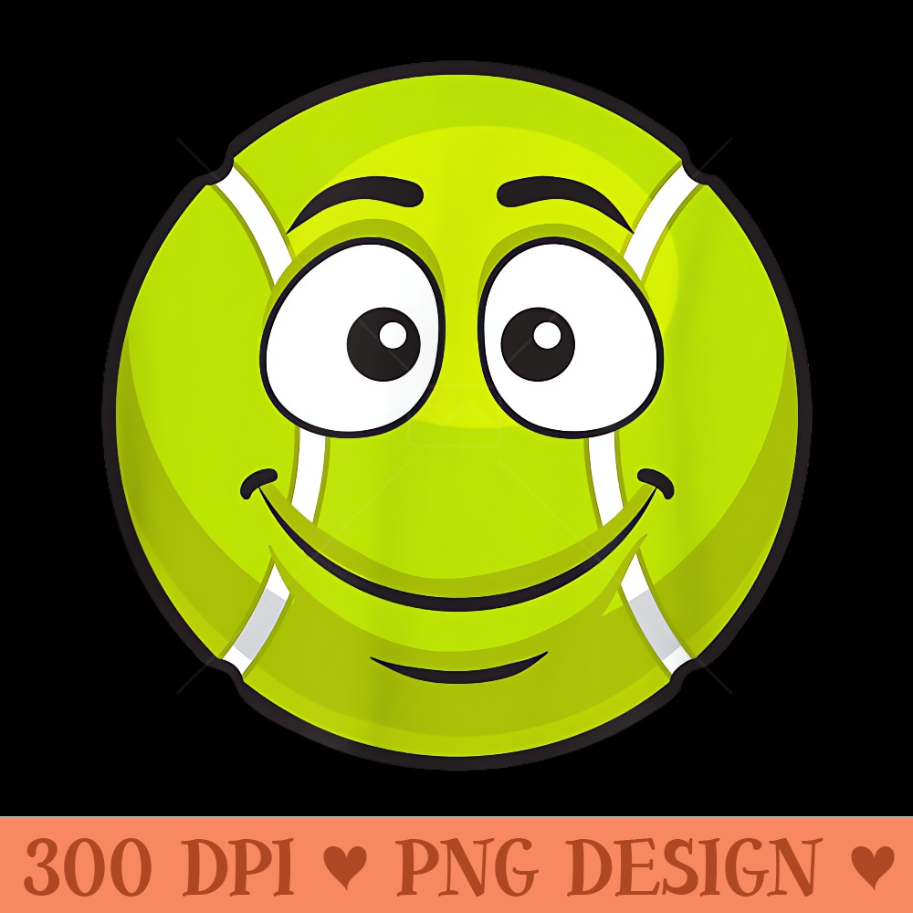Smiling Tennis Ball Funny Novelty Emoticon - PNG Graphics | Inspire Uplift