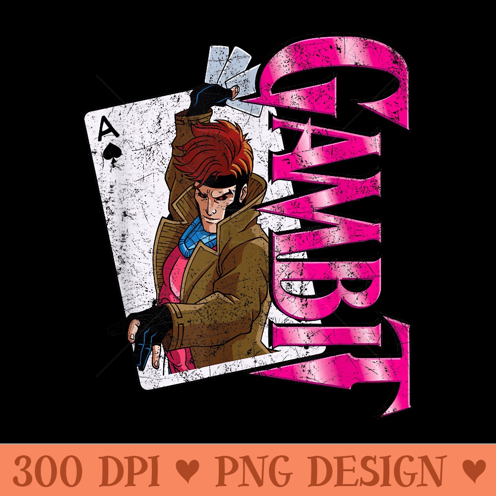 Marvel XMen Gambit Card Retro - High Quality PNG files | Inspire Uplift
