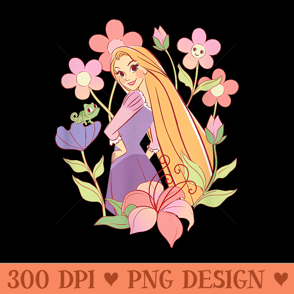 Disney Tangled Rapunzel Pascal Floral Princess Sketch - Clip | Inspire ...