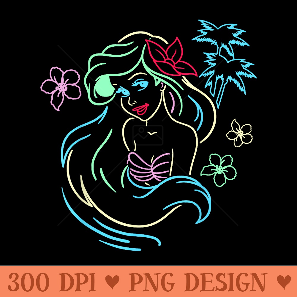 Disney Little Mermaid Ariel Neon Lights Graphic T - PNG Desi | Inspire ...