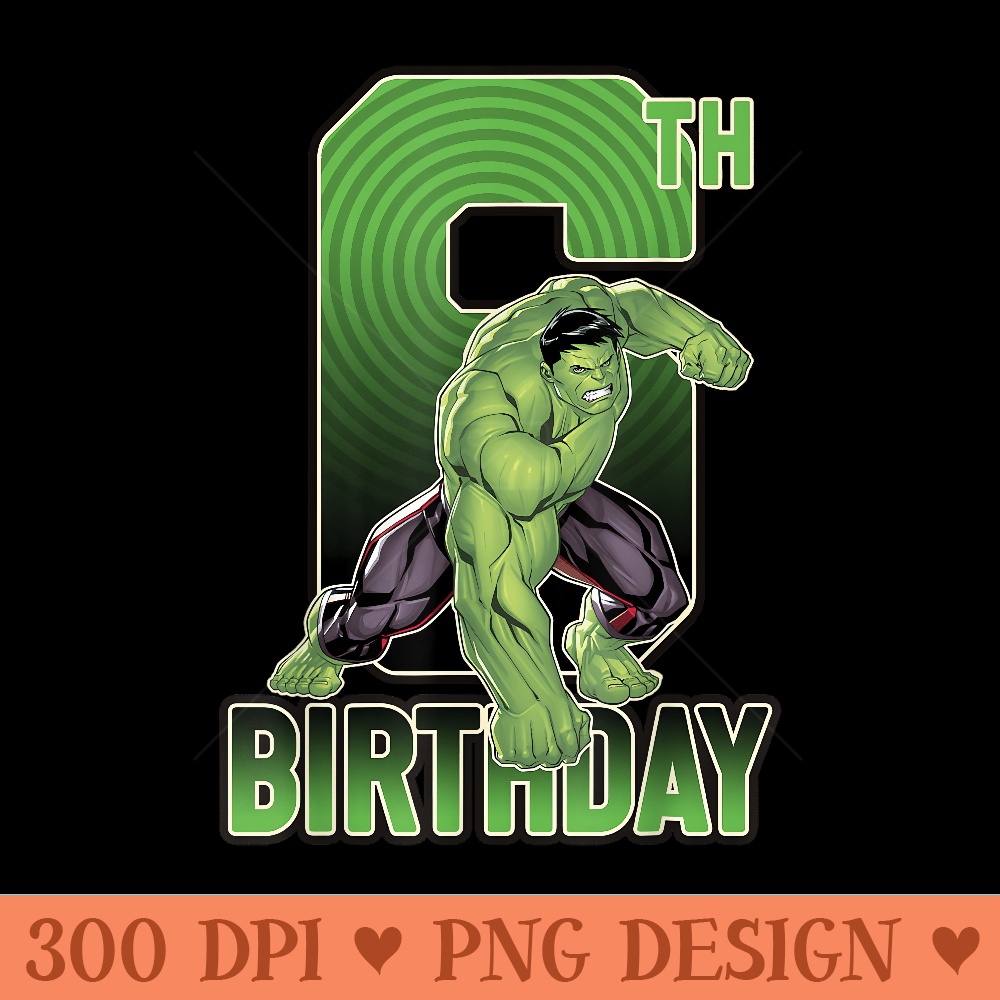 Marvel Hulk Smash 6th Birthday Graphic T - Sublimation PNG D | Inspire ...