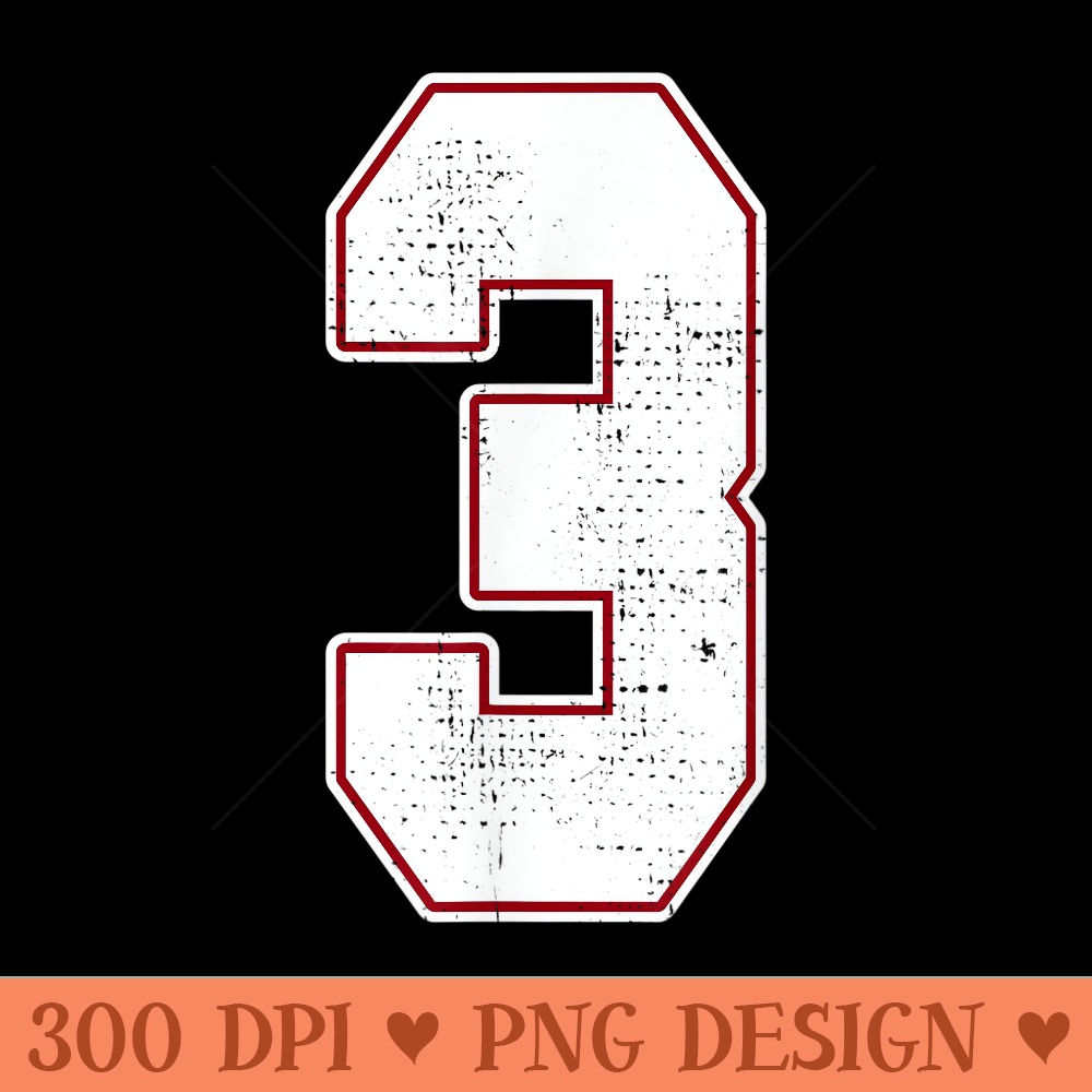 3 Outline Number 3 Fan Varsity Sports Team Blue Jersey - Uni | Inspire ...