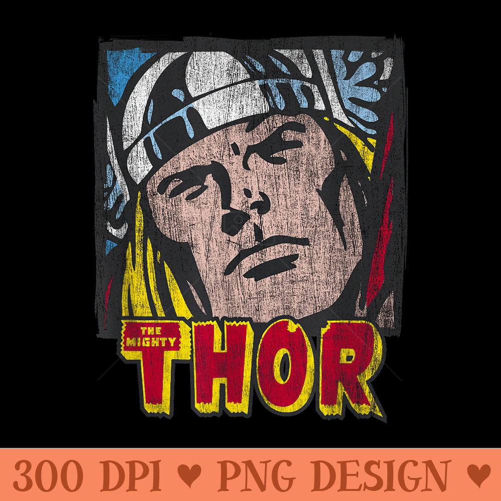Marvel Thor Classic Retro Comic Stamp Graphic T - Vector PNG | Inspire ...