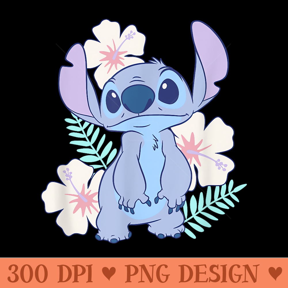Disney Lilo Stitch Cute Face Flowers Portrait - PNG clipart | Inspire ...