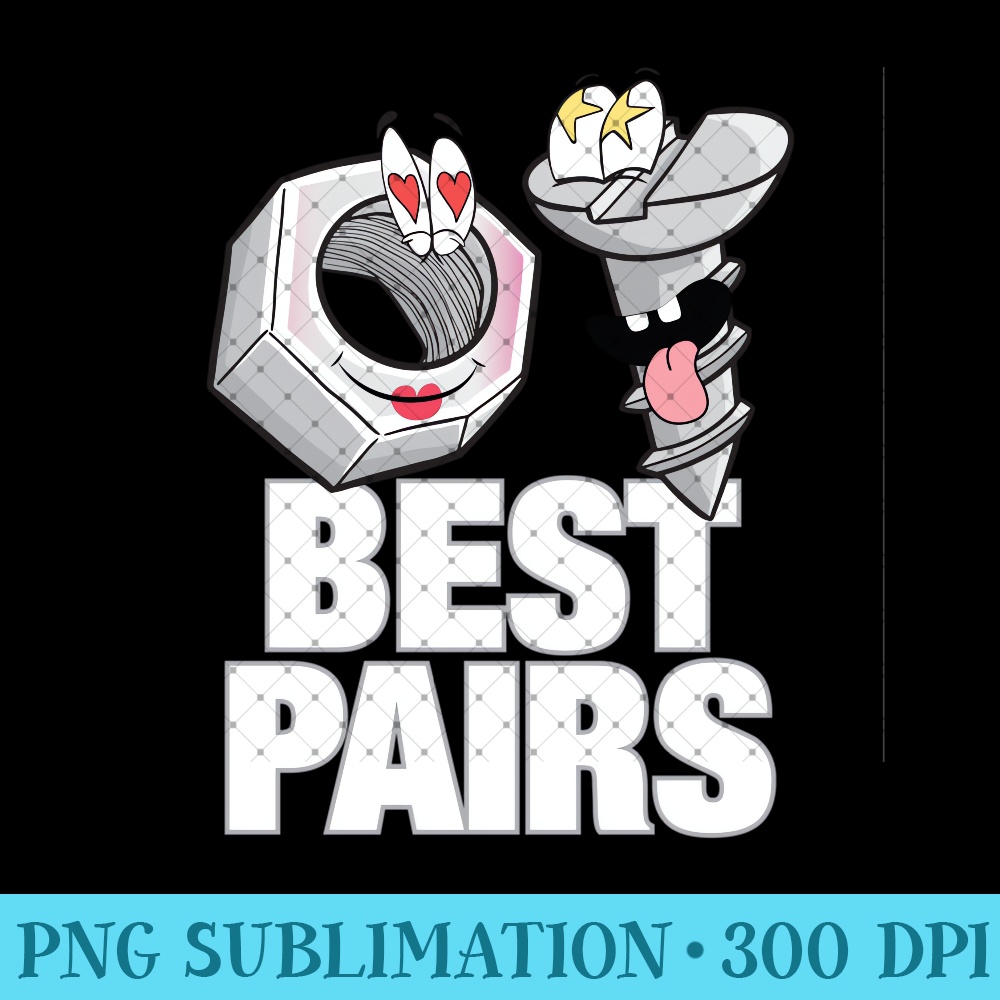 Cool Bolt & Nut Best Pair Funny Cartoon Illustration Graphic | Inspire ...