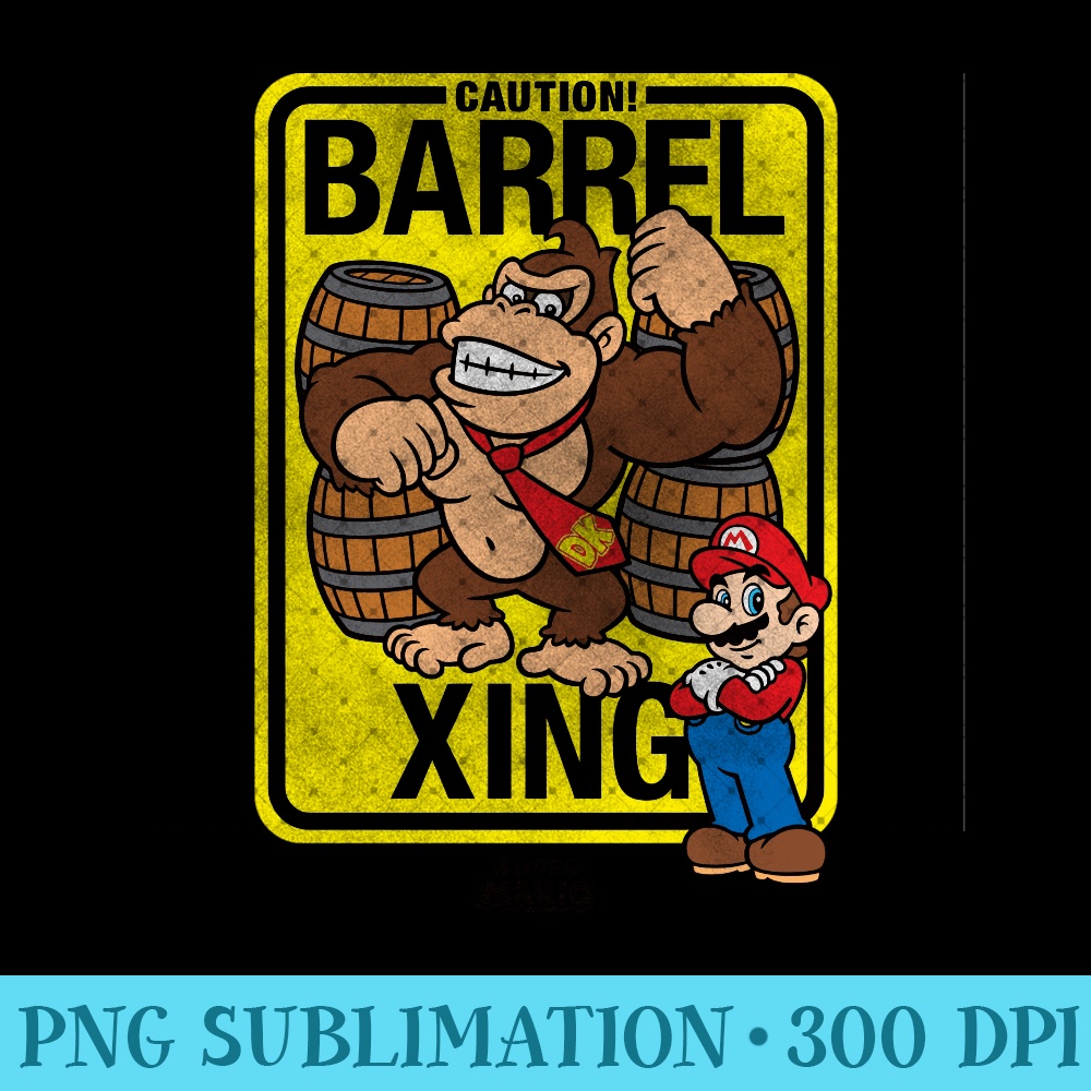 Super Mario Donkey Kong & Mario Caution Barrel X-ing Sign - | Inspire ...