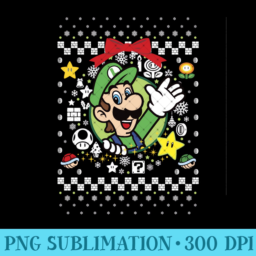 Super Mario Luigi Classic Ugly Christmas - Modern PNG design | Inspire ...