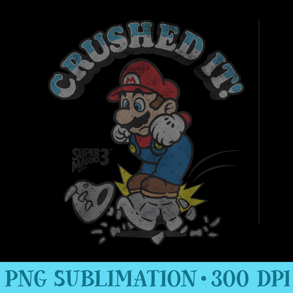Nintendo Super Mario Crushed It Text Poster - Unique PNG Art | Inspire ...