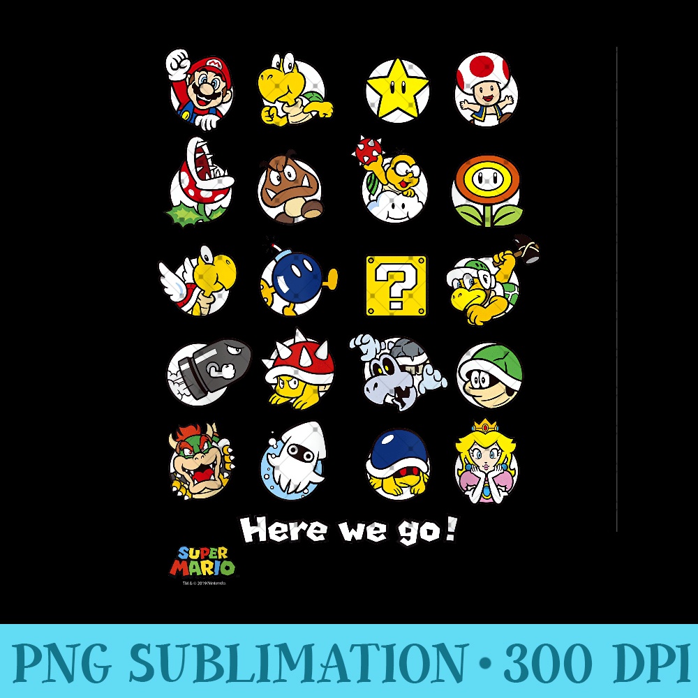 Super Mario Original Characters Here We Go - PNG Design File | Inspire ...