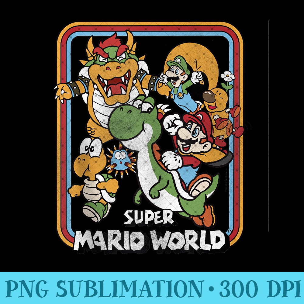 Super Mario Retro Yoshi Ride Group Shot - PNG Prints | Inspire Uplift