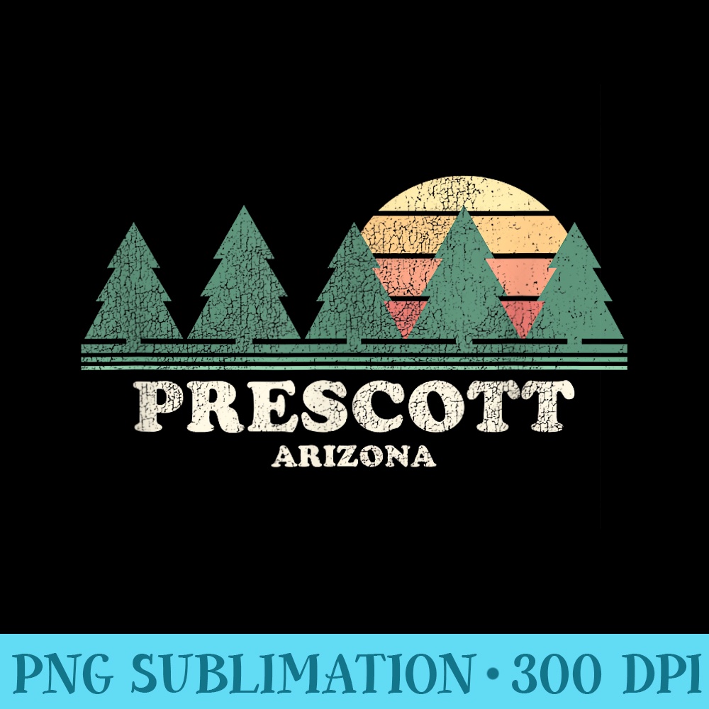 Prescott AZ Vintage Throwback Retro 70s Design - PNG Prints | Inspire ...