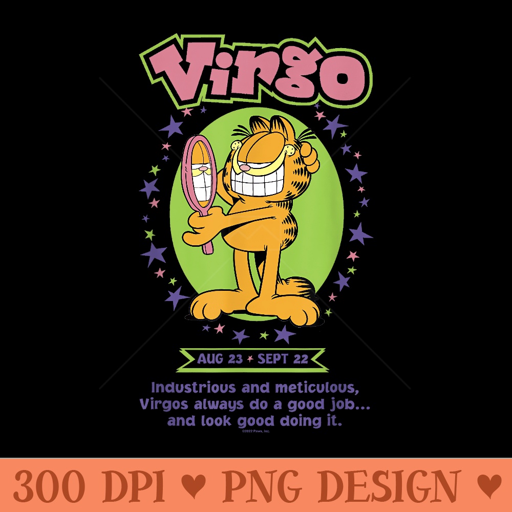 Garfield Virgo Zodiac Sign Horoscope Humor - Sublimation PNG | Inspire ...