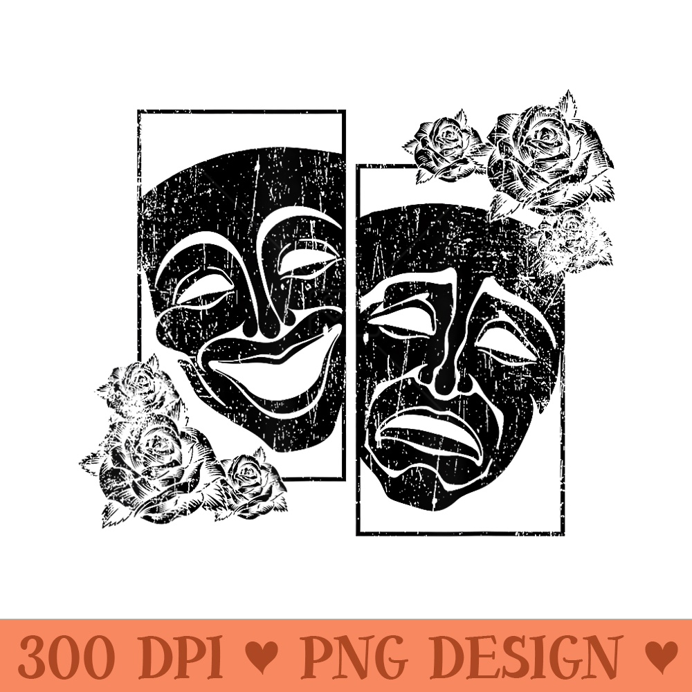 Theater Mask Drama Comedy Black Roses Aesthetic - PNG Clipar | Inspire ...