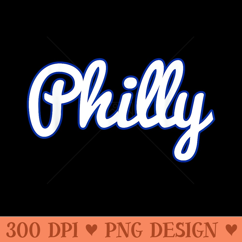 Script Philly White Blue Logo Philadelphia PA - Digital PNG | Inspire ...