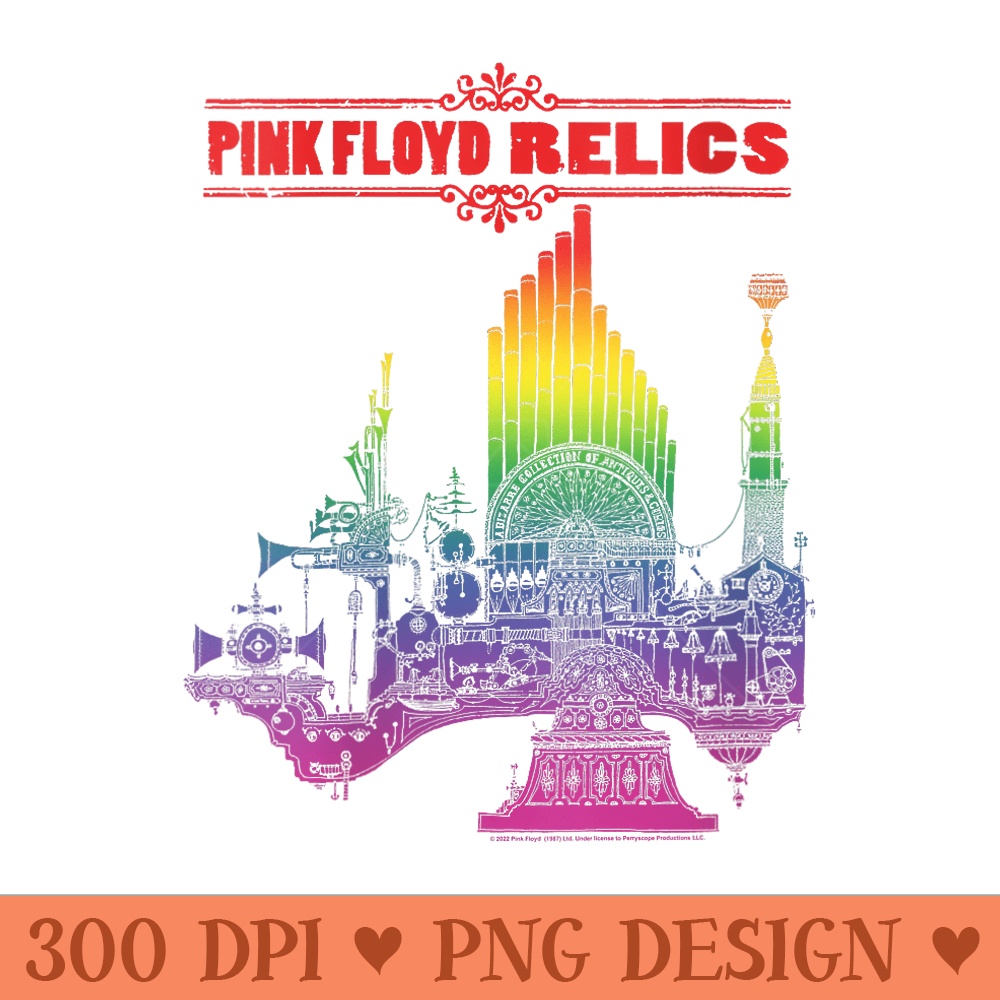 Pink Floyd Bright Relics - Ready To Print PNG Designs | Inspire Uplift