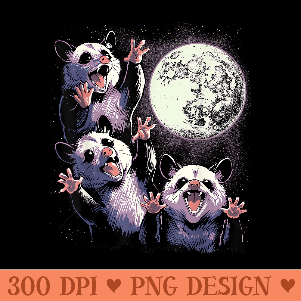 Three Possum Moon Opossum Moon Possums Howling - PNG design | Inspire ...