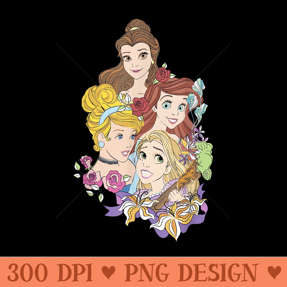 Disney Princess Floral Belle Cinderella Ariel Rapunzel - PNG | Inspire ...