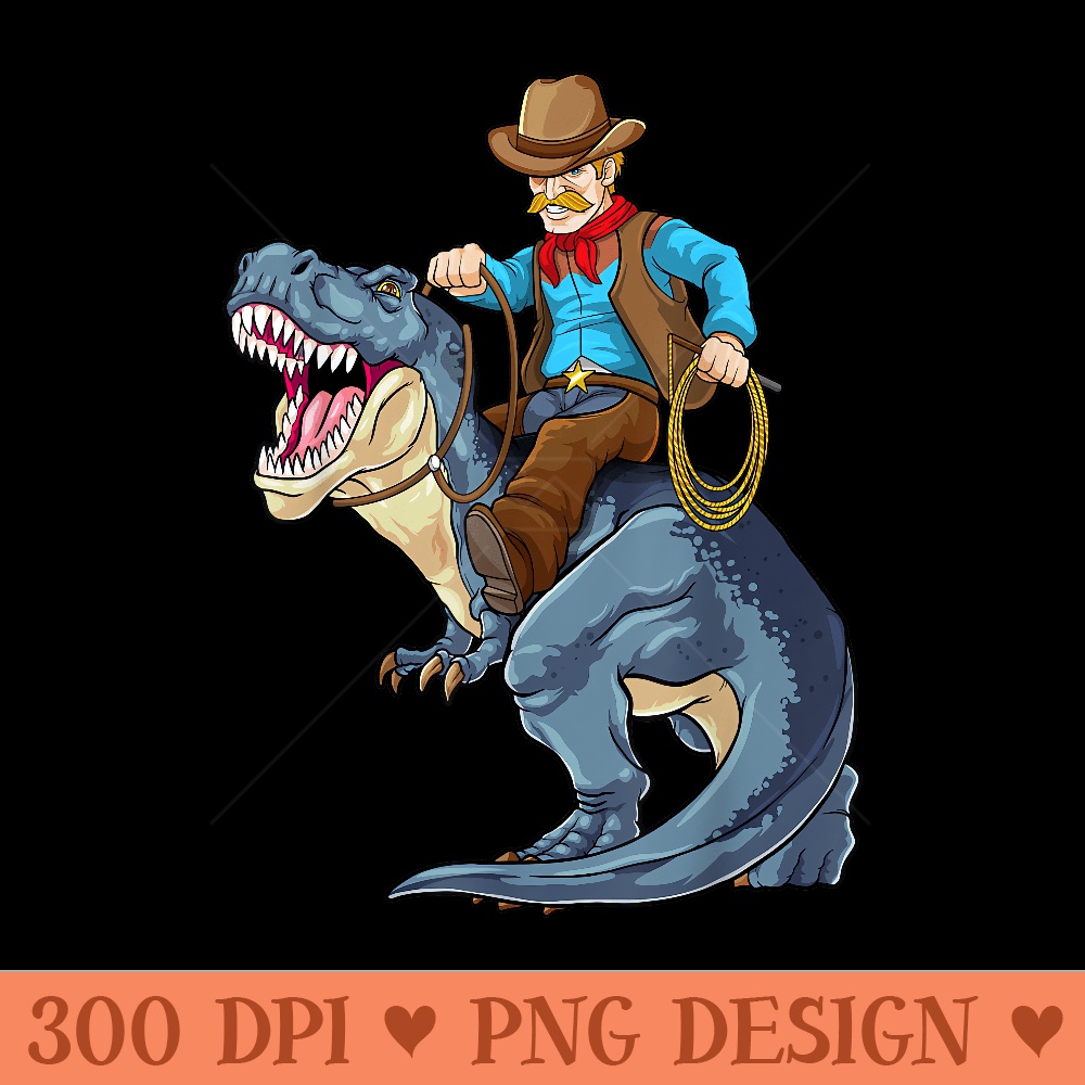 Western Cowboy Riding T Rex Dinosaur Wild West Dino Rodeo - | Inspire ...