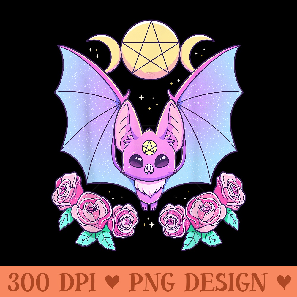 Pastel Goth Cute Creepy Bat Crescent Moon Kawaii Emo Nu Goth | Inspire ...