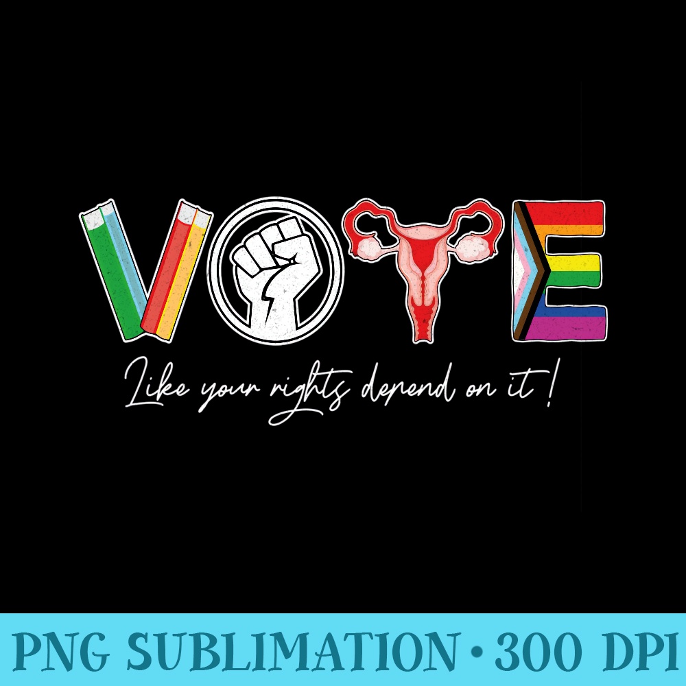 Vote Books Fist Uterus LGTBQ Flag Retro Pro Choice Liberal - | Inspire ...