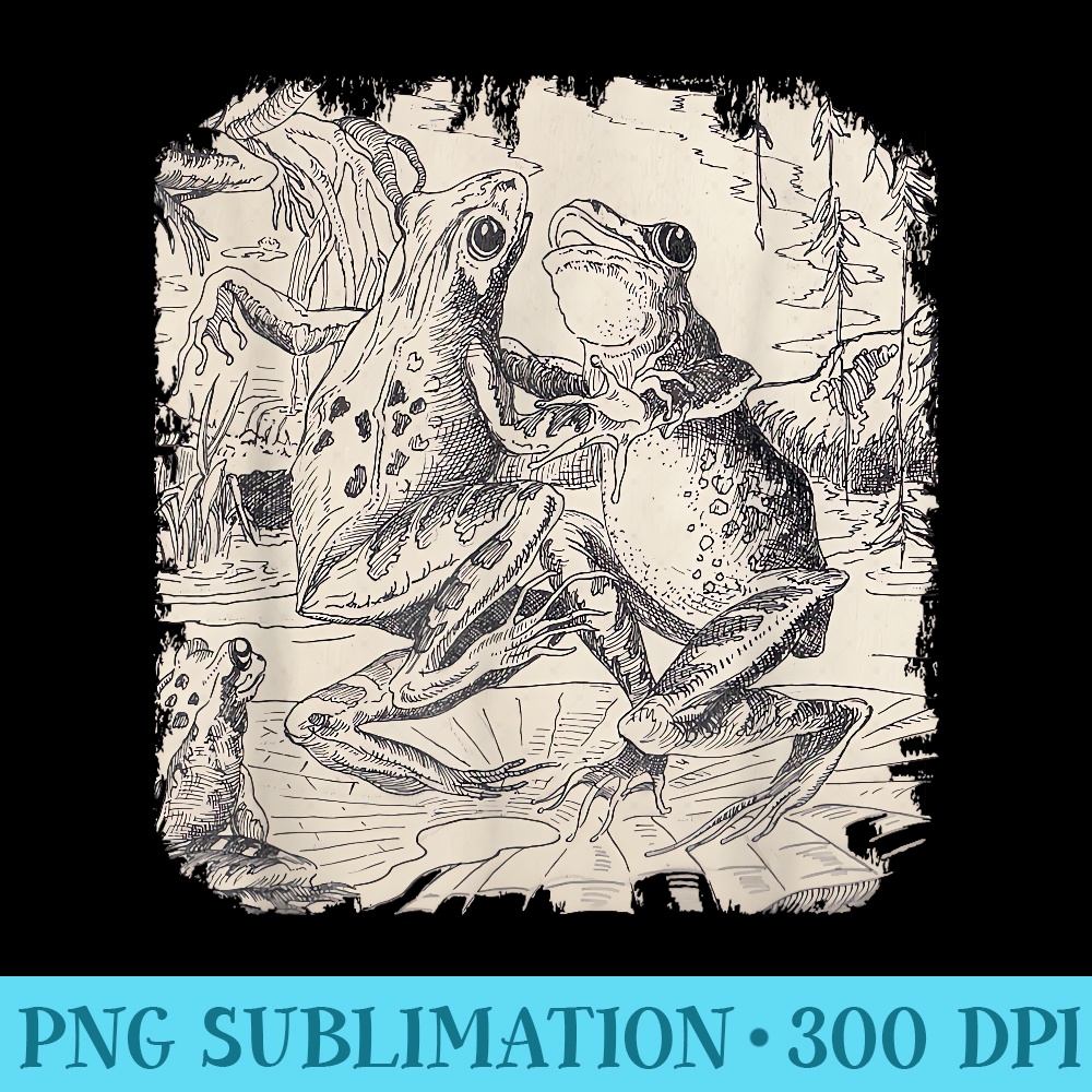 Weird Frogs Dancing a Strange Dance on a Water Lilly - Print | Inspire ...