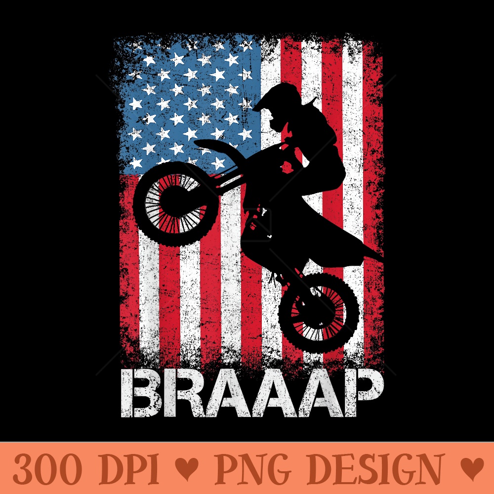 Braaap Vintage USA American Flag Motocross Dirt Bike - Moder | Inspire ...