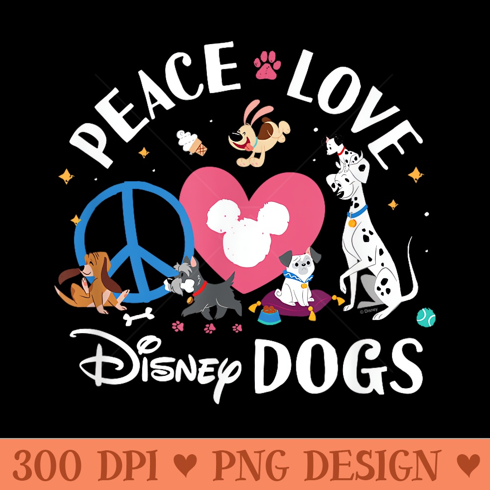 Disney Peace, Love, Disney Dogs - Sublimation PNG Designs | Inspire Uplift