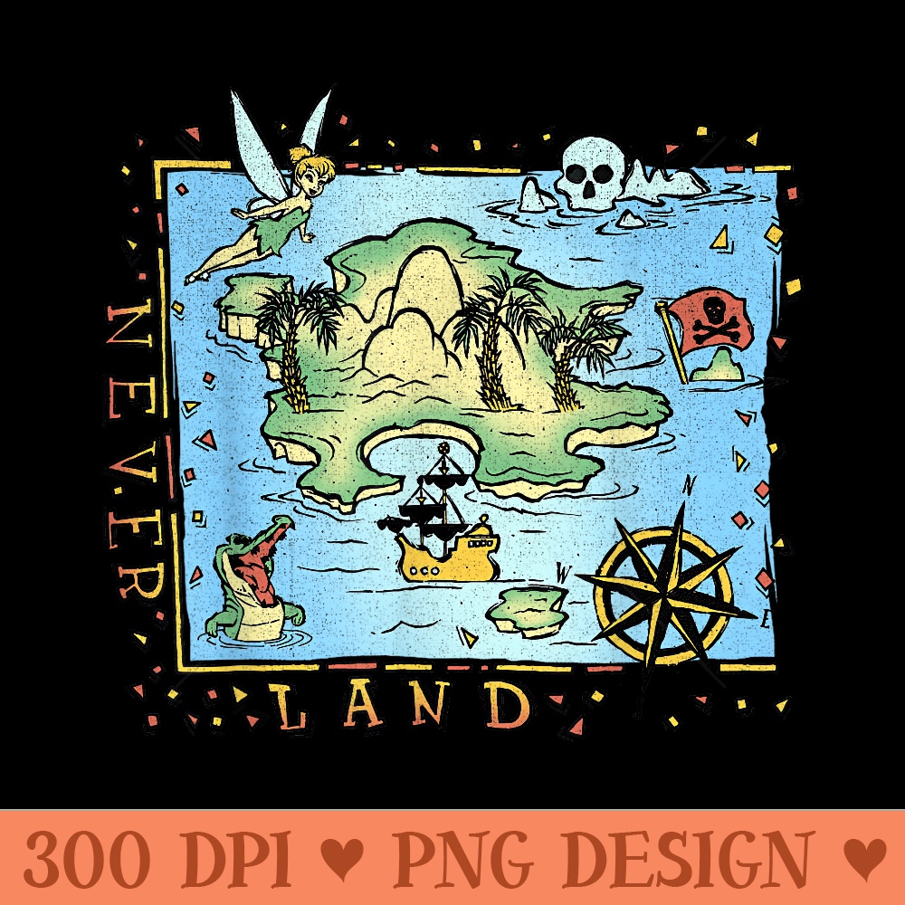 Disney Peter Pan Never Land Map Vintage Poster - PNG design | Inspire ...