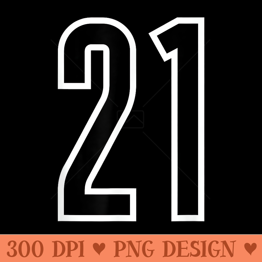 All Sports Fan Number 21 White Black Outline Jersey - Digita | Inspire ...