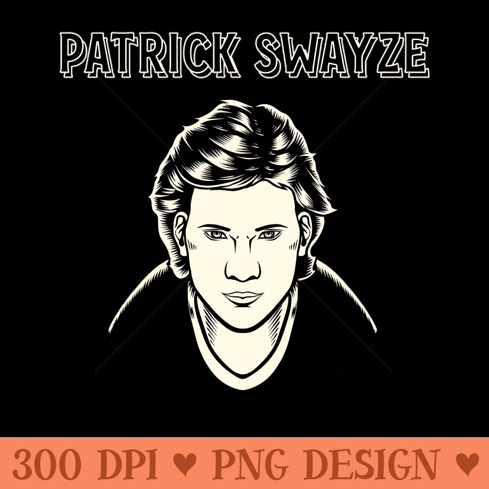 Patrick Swayze Retro 9s Fan Art Design - High Resolution PNG | Inspire Uplift