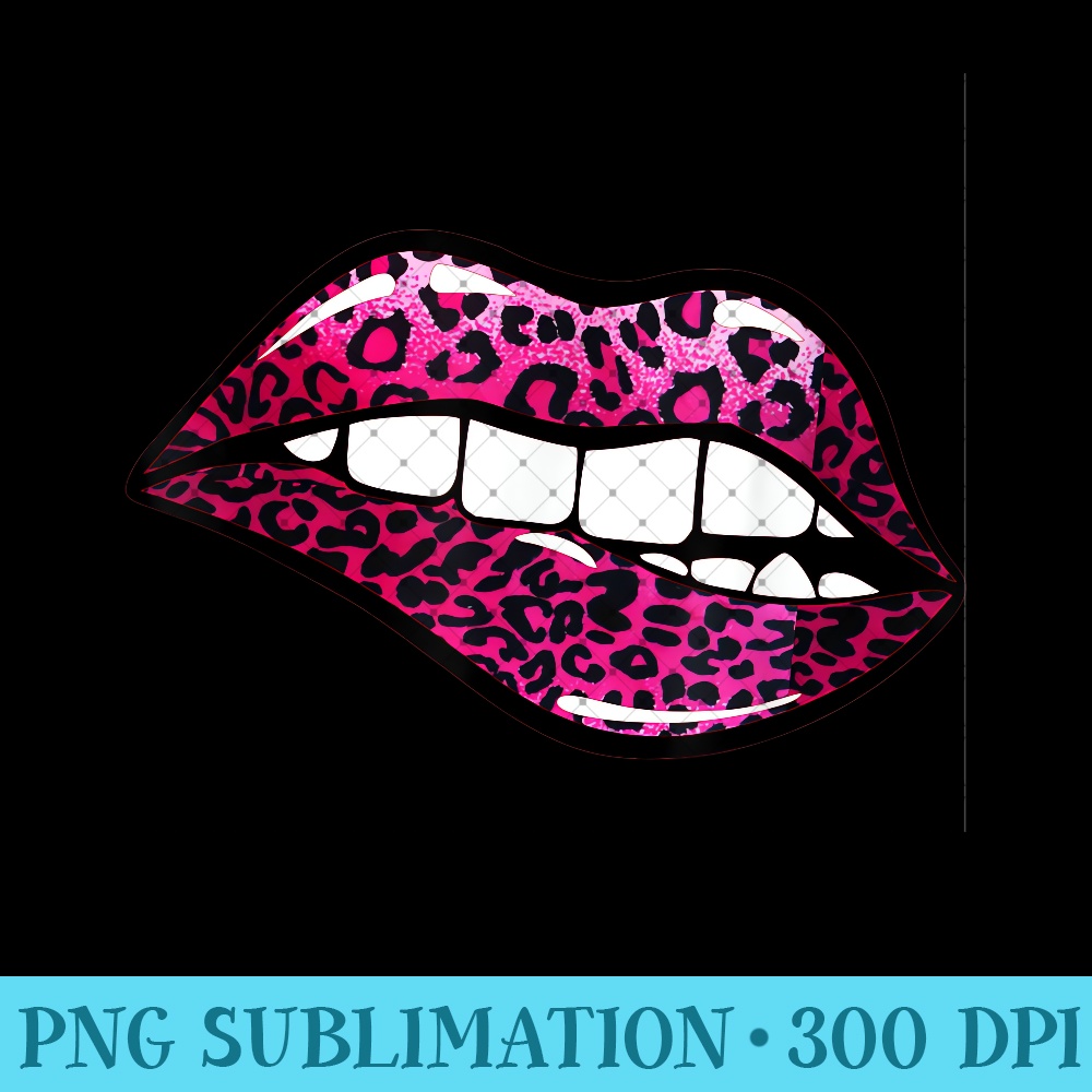 Pink Leopard Print Biting Pouty Lips Cosmetology - PNG Art F | Inspire ...