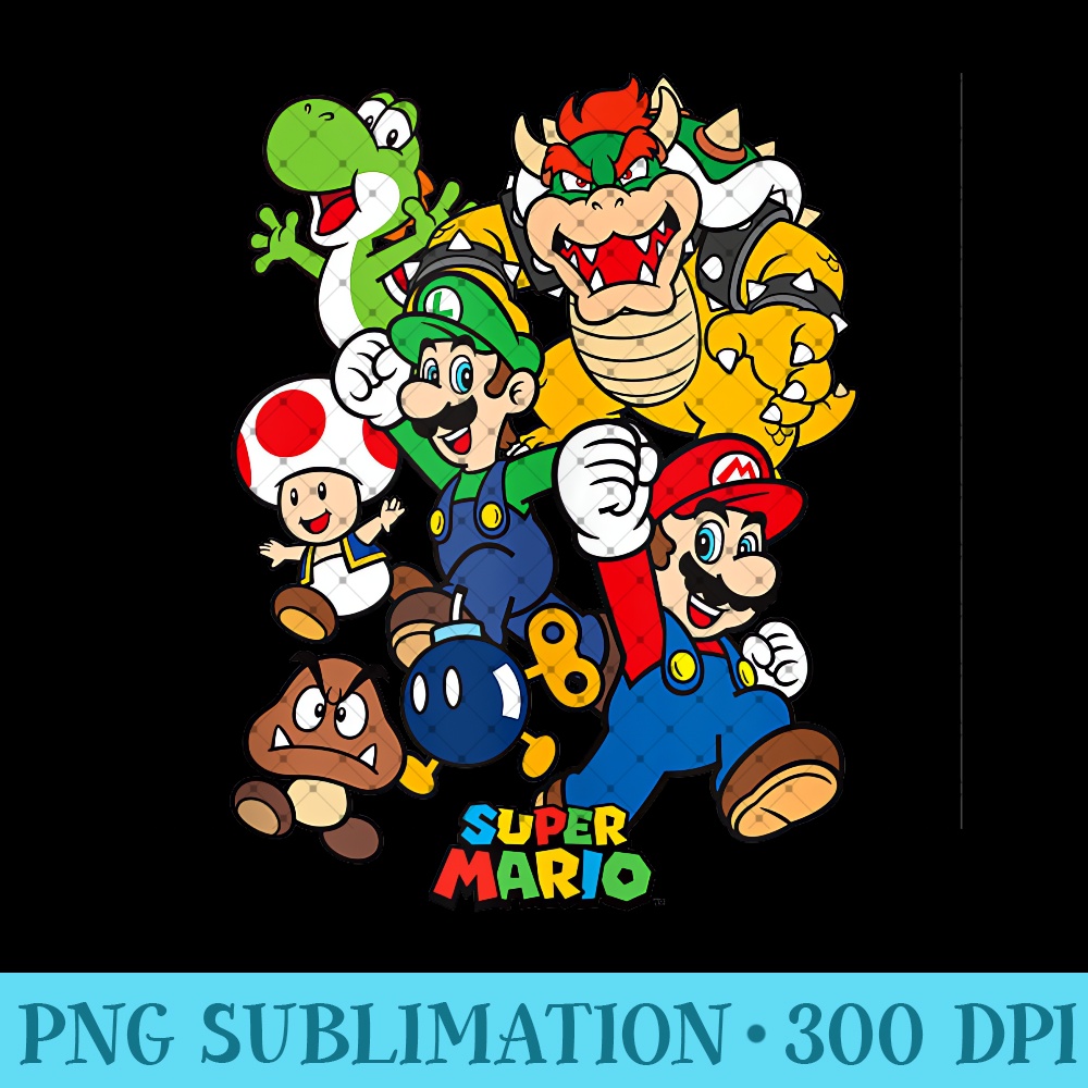 Super Mario Group Shot Jump Up And Play - Digital PNG Downlo | Inspire ...