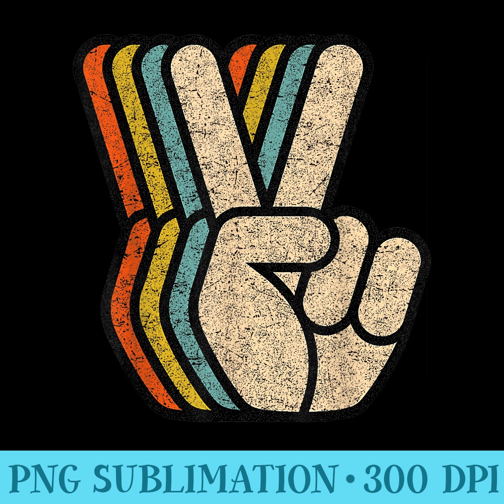 Retro Peace Sign V Fingers Vintage 60s 70s 80s Cool Graphic | Inspire ...