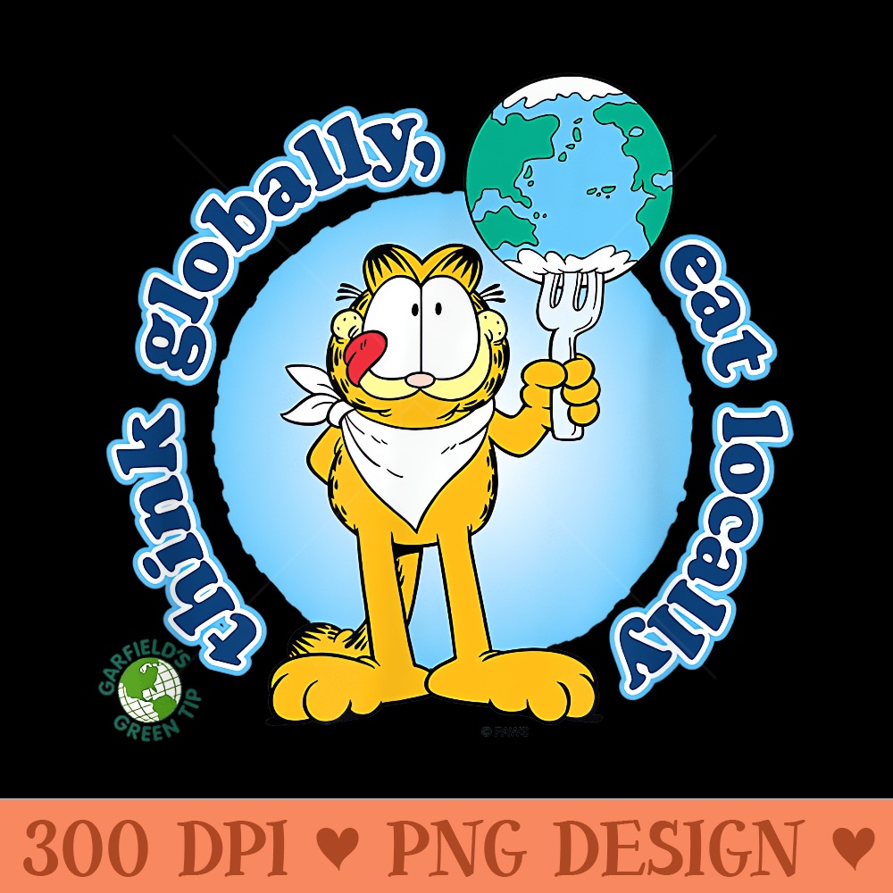 Garfield Think Globally - PNG Art Files | Inspire Uplift