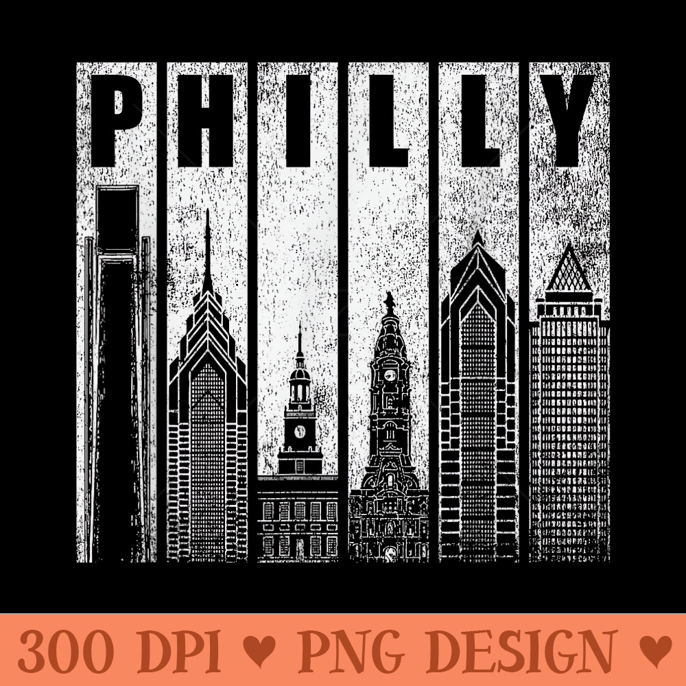 Philly Retro Philadelphia Skyline Philly City Distressed - T | Inspire ...