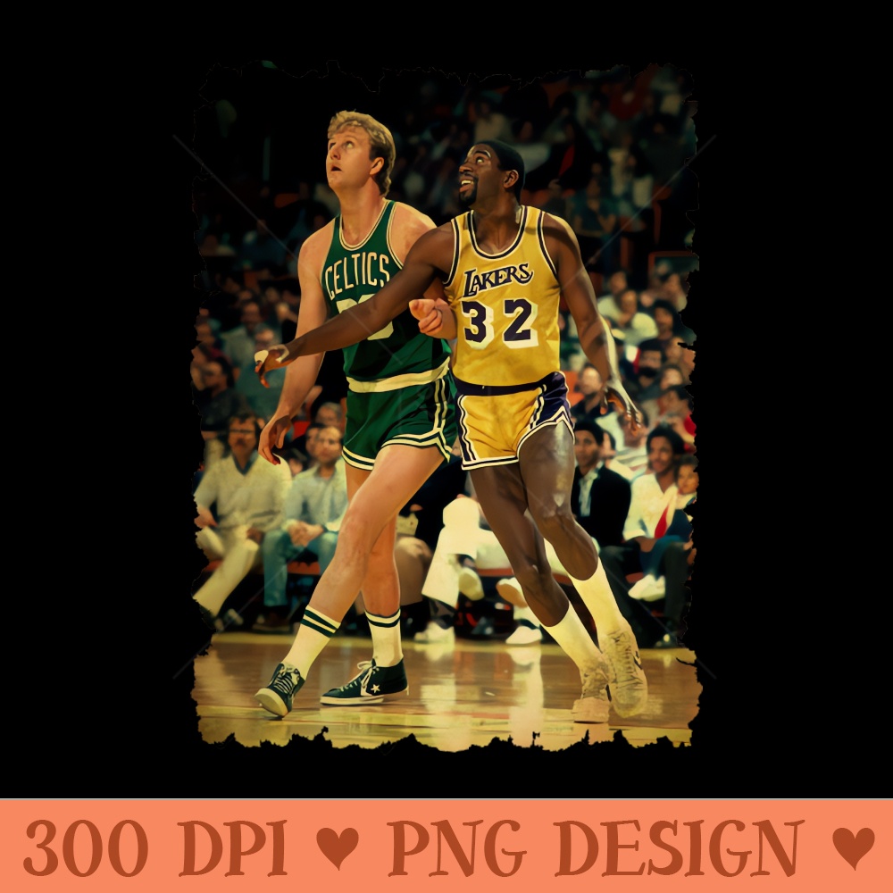 magic johnson and lerry bird vintage - Unique PNG Artwork | Inspire Uplift