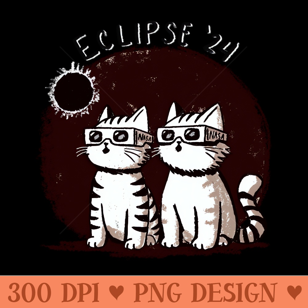 Solar Eclipse Cats - Clipart PNG - Inspire Uplift