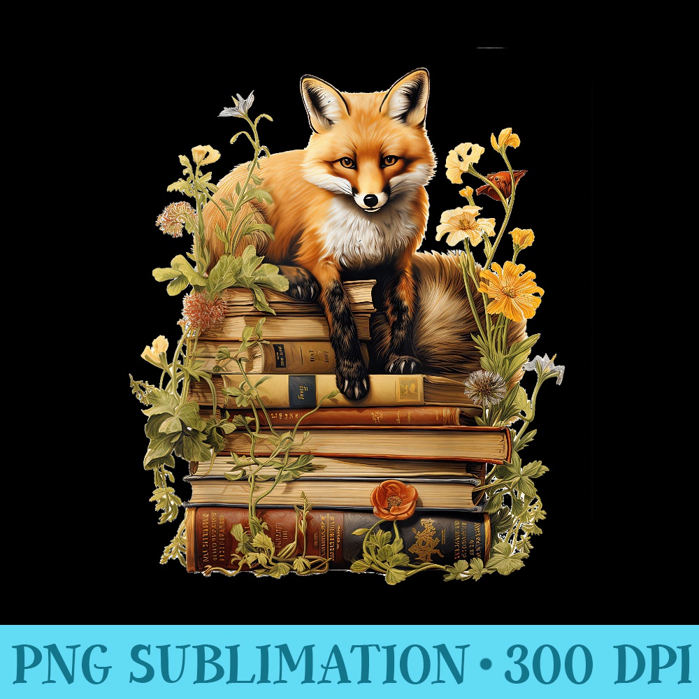 Cottagecore Aesthetic floral Fox with Book cute Goblincore - | Inspire ...