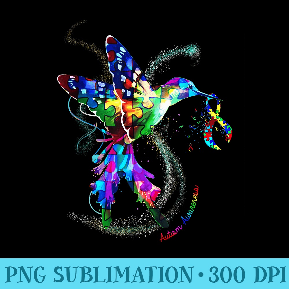 Hummingbird Holding Puzzle Ribbon Autism Awareness - Sublima | Inspire ...