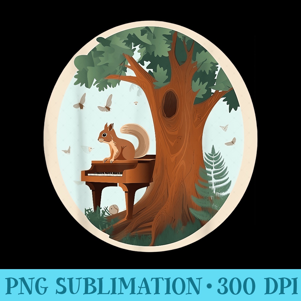 Squirrel Playing The Piano In A Forest Cottagecore - PNG Pic | Inspire ...