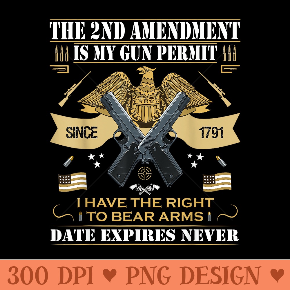 Pro Gun Second Amendment Is My Gun Permit USA American Flag | Inspire ...
