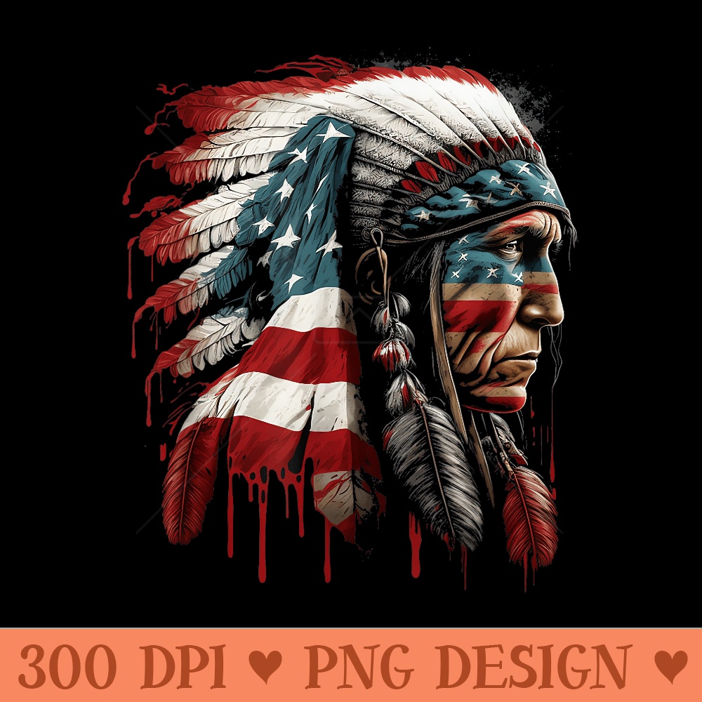 Native American Indian Chief American USA Flag - Digital PNG | Inspire ...