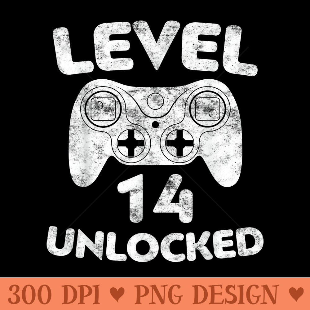 Level 14 Unlocked T 14th Video Gamer Birthday - PNG clipart | Inspire ...